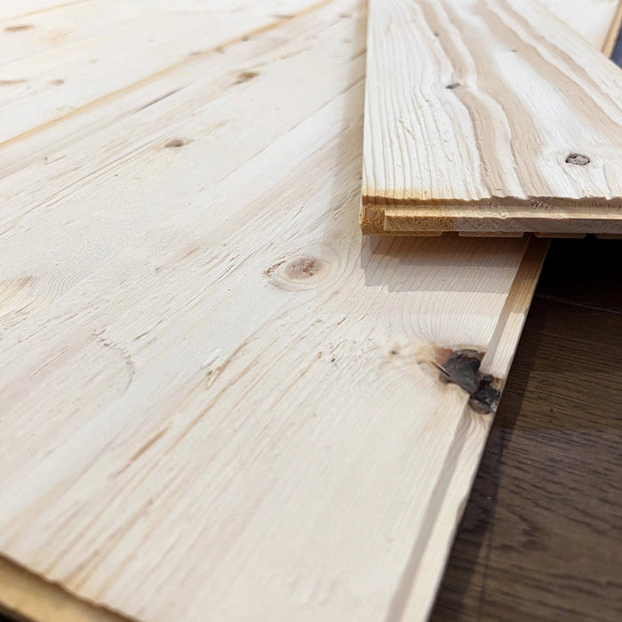 Inventory sale - chopped & brushed spruce ceiling paneling / wall ...