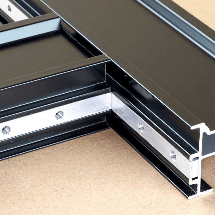 Relo E corner connection bracket for aluminum rails — Trumer Holz GmbH